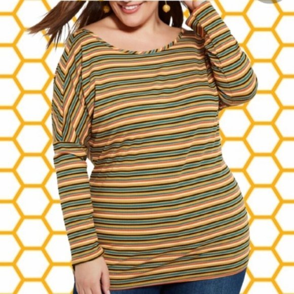 Ashley Stewart | Tops | Ashley Stewart Harvest Gold Striped Twist Back ...